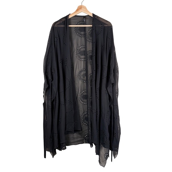 torrid | Sweaters | Torrid Black Eyelet Embroidered Sheer Kimono Duster ...